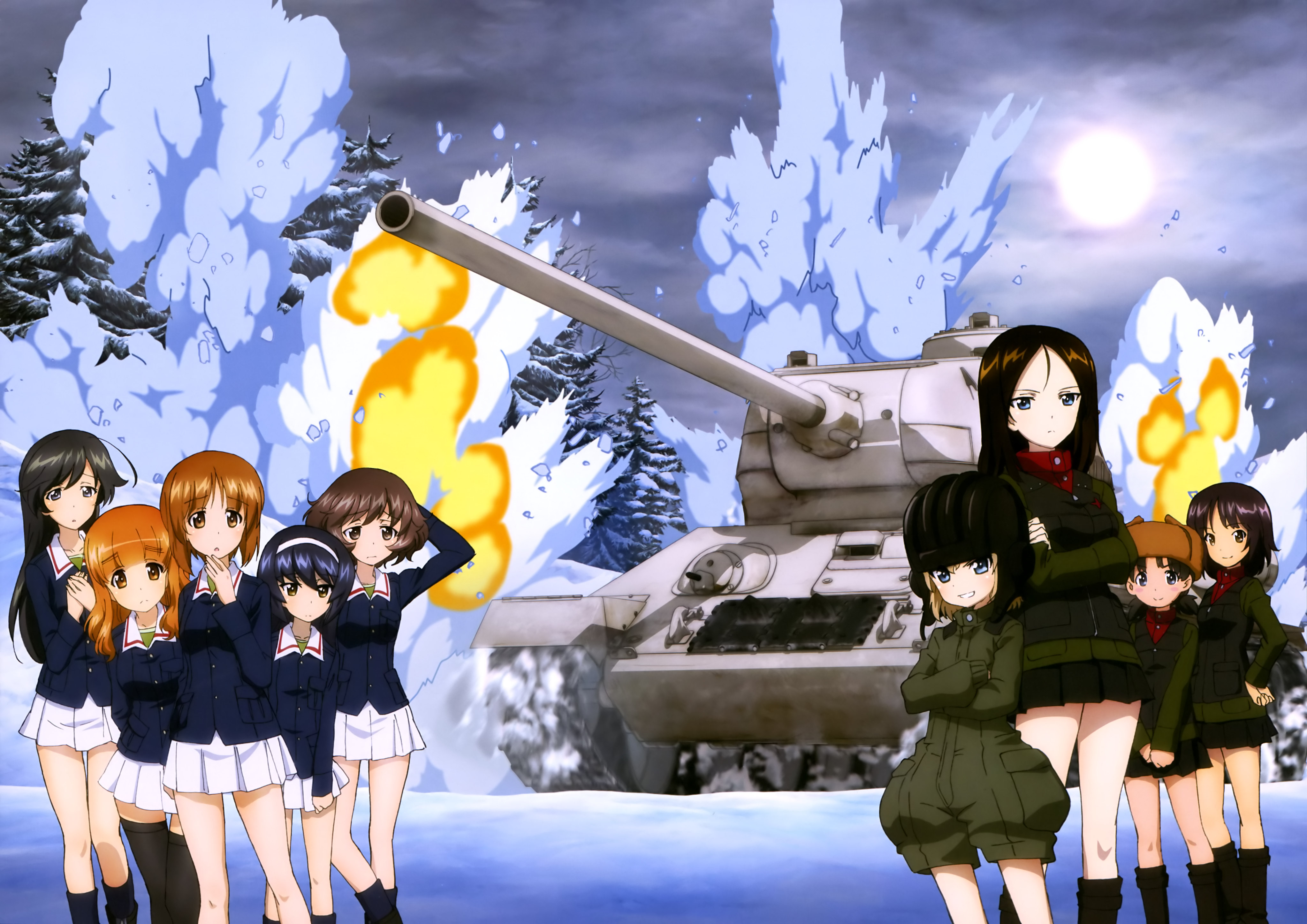 Safebooru - 6+girls absurdres akiyama yukari alina (girls und panzer) blue jacket girls und ...